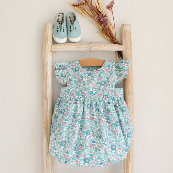 Green Liberty romper – Daniel and Sofia